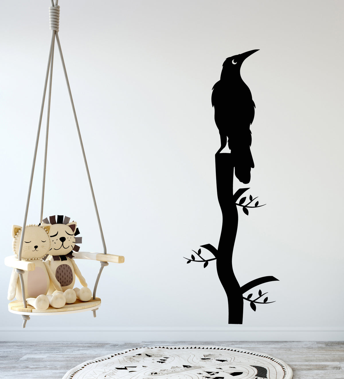 Autocollant mural en vinyle Oiseau Corbeau noir sur branche Style goth ...