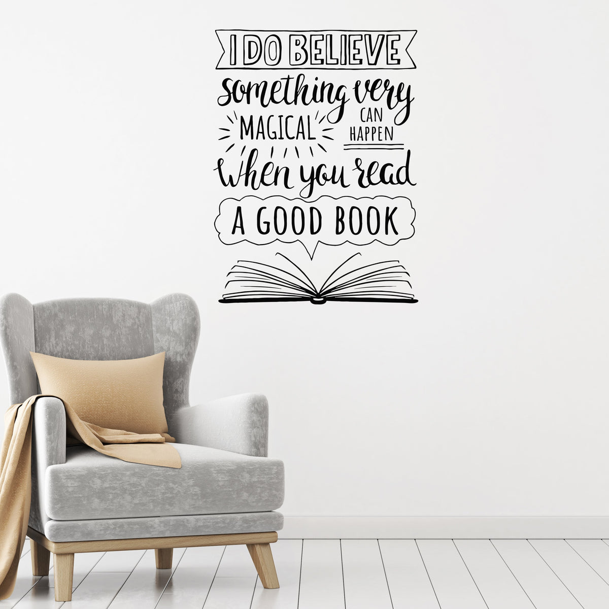 Vinyl Wall Decal Open Book Inspirational Quote Reading Room Library In ...