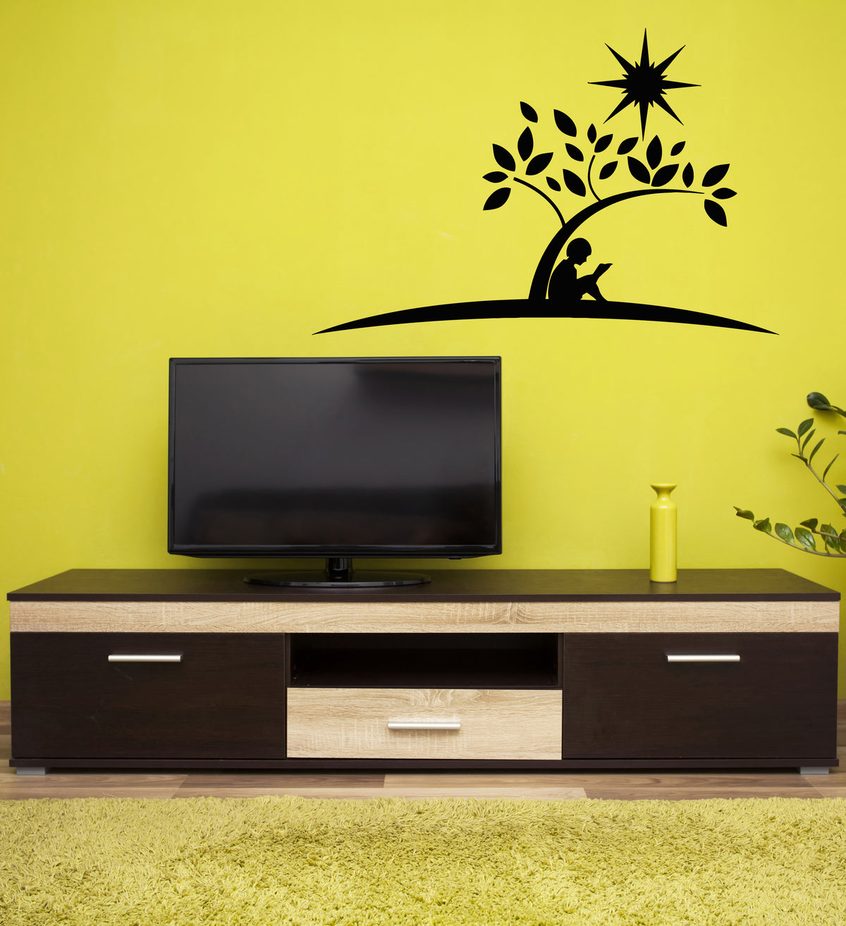 Vinyl Wall Decal Read Book Growing Tree Reading Knowledge Studies Stic ...