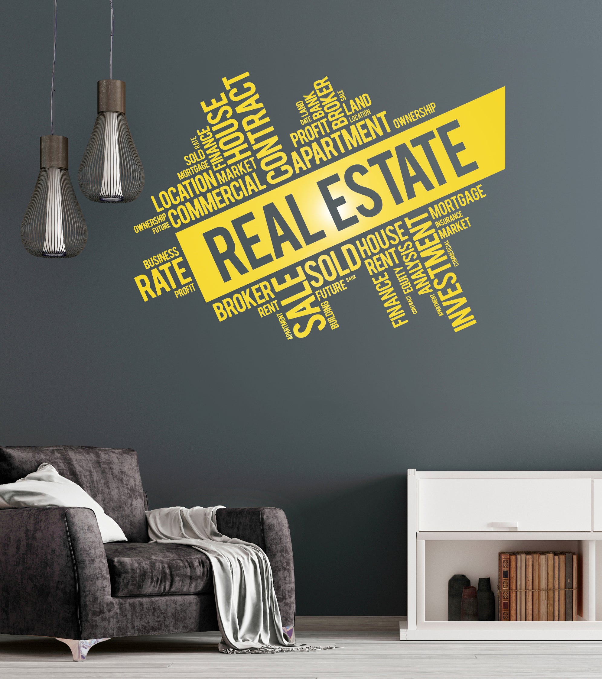 Vinyl Wall Decal Real Estate Broker Words Cloud Interior Art Stickers ...