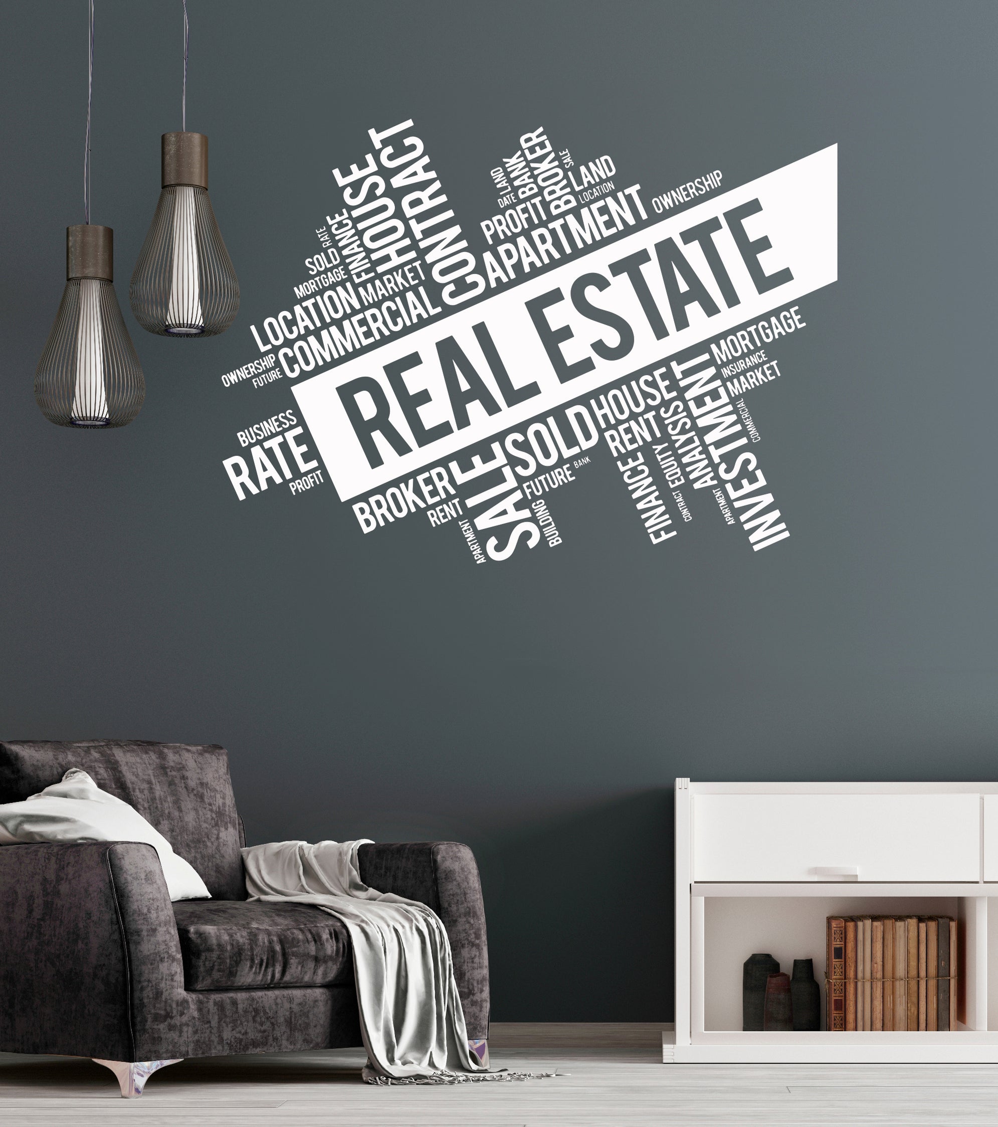 Vinyl Wall Decal Real Estate Broker Words Cloud Interior Art Stickers ...