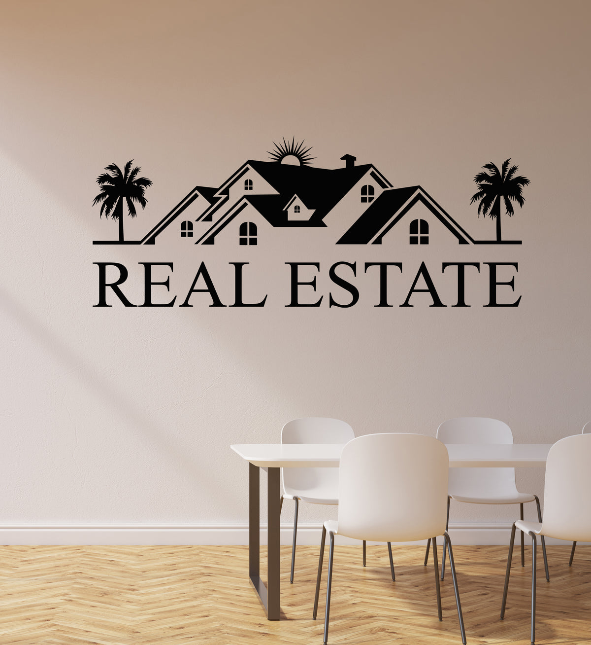 Vinyl Wall Decal Real Estate Agency Beach House Palms Stickers Mural ...
