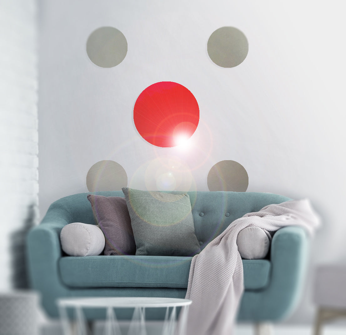 Large Abstract Flame Red And Silver Metallic Circles Vinyl Decal Inter ...