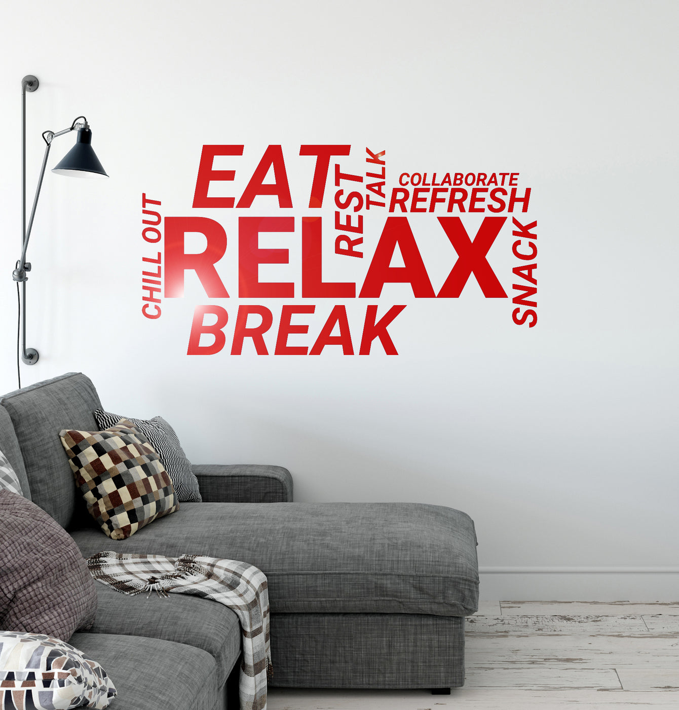 Wall Decal Office Quote Eat Relax Break Room Words Cloud Decor ...