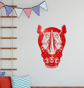 Vinyl Wall Decal Rhino Head Animal Tribal Art Rhinoceros Stickers Uniq ...