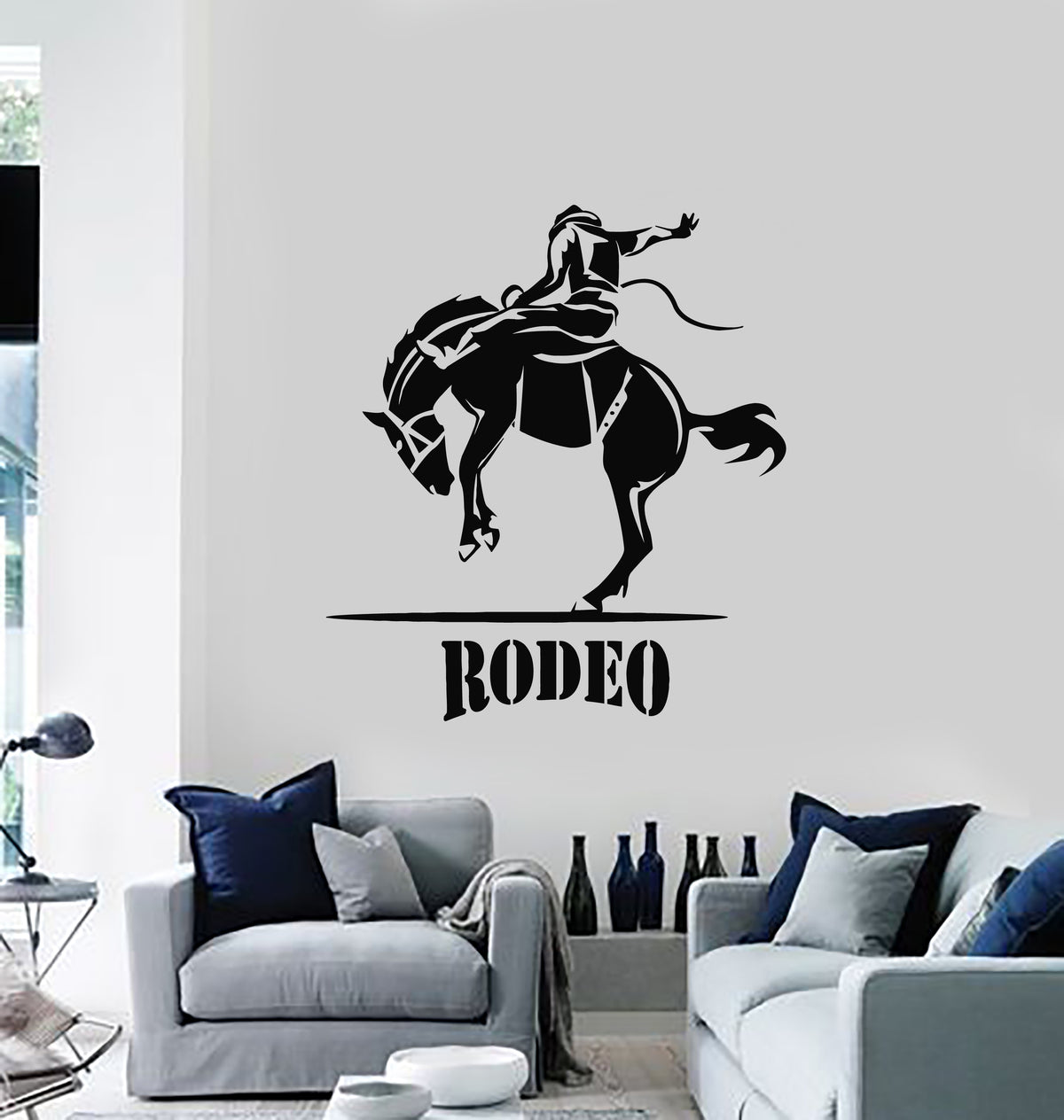 Vinyl Wall Decal Rodeo Cowboy Rider Horse Racing Texas Stickers Mural ...