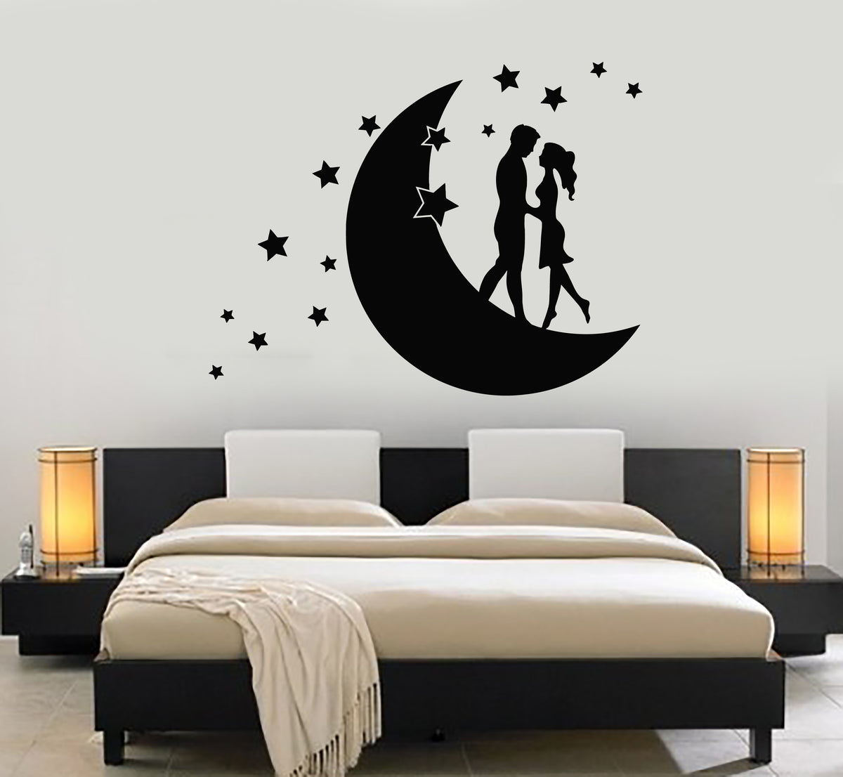 Vinyl Wall Decal Kisses Love Romance Good Night Moon Stars Stickers Mu ...