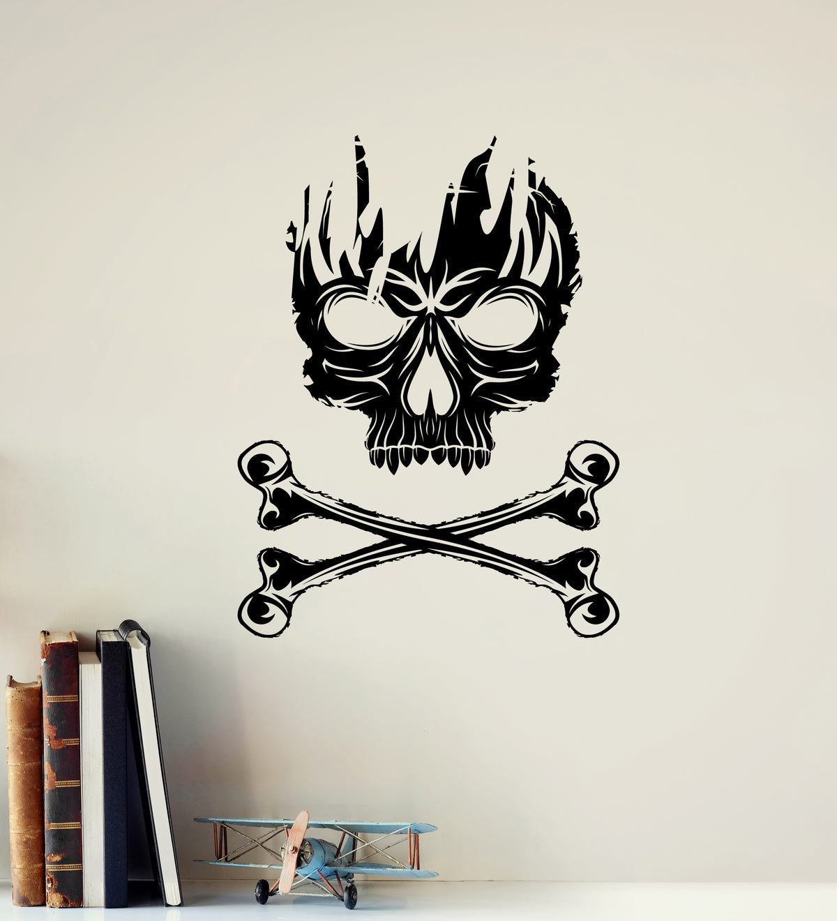 Scull Vinyl Decal Wall Tattoo Bones Pirate Decor Skeleton Stickers Mur ...