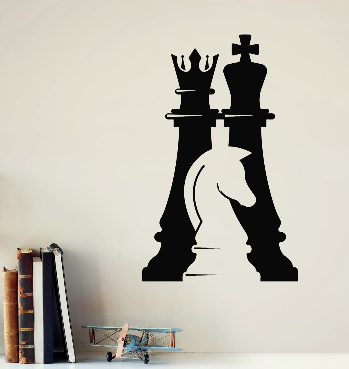 Vinyl Wall Decal Chess Piece Horse Chessboard Black White Stickers Mur ...