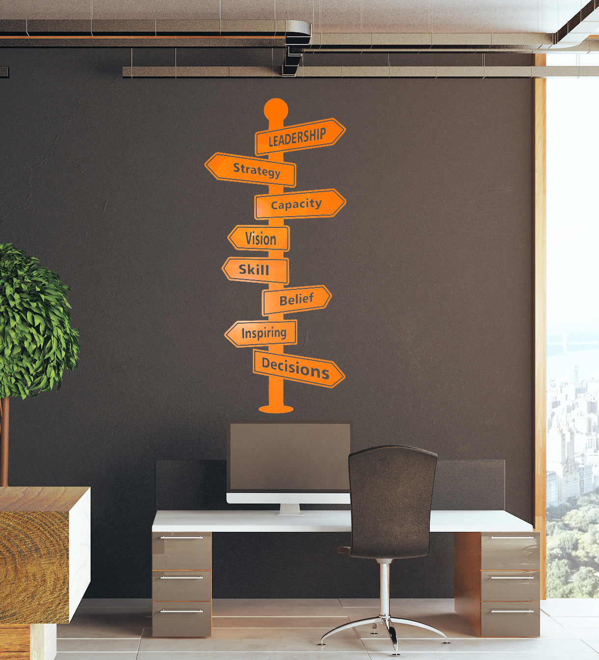 Vinyl Wall Decal Signpost Office Room Space Leadership Business Sticke ...