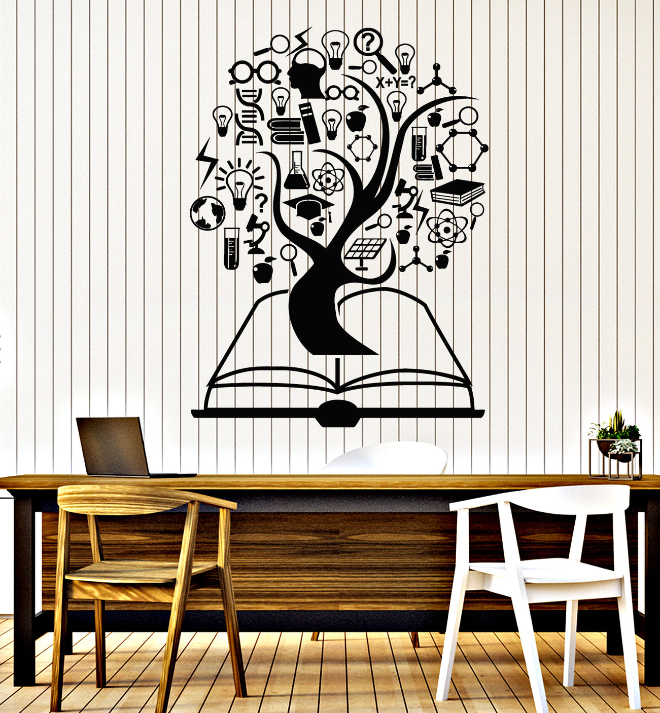 Vinyl Wall Decal Science Tree School Symbol Mathematics Class Stickers ...