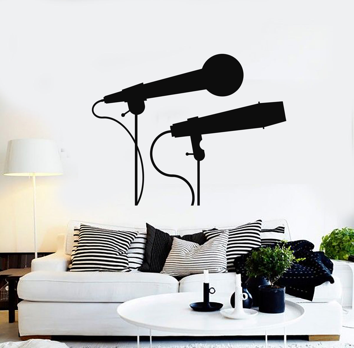 Vinyl Wall Decal Let's Sing Microphone Karaoke Singing Decor Music Art ...