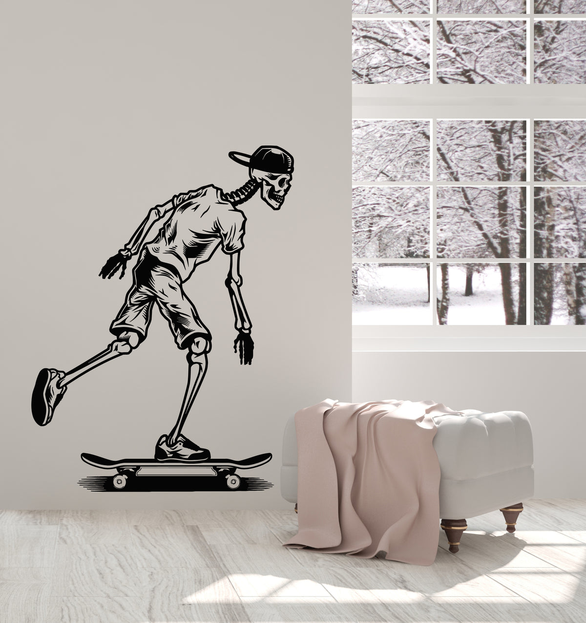 Vinyl Wall Decal Skateboard Extreme Sports Teen Room Skater Skull Stic ...