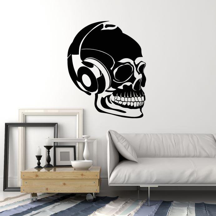 Vinyl Wall Decal Skull Headphones Teenage Room Music Art Stickers Mura ...