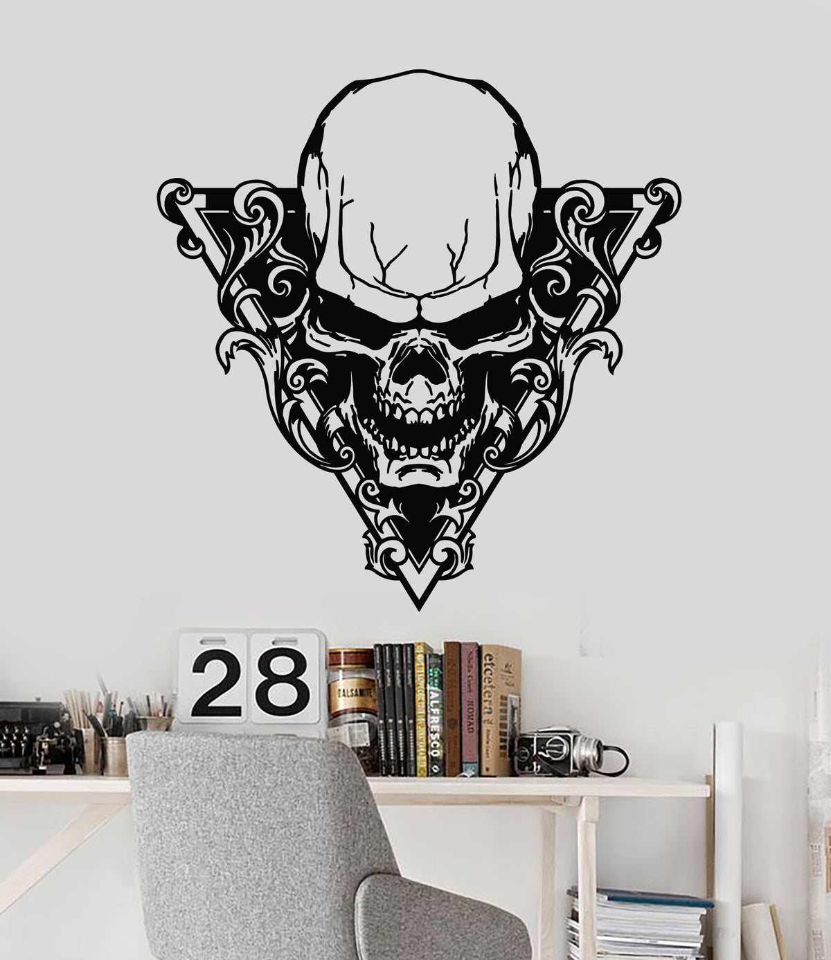 Vinyl Wall Decal Skull Horror Gothic Style Scary Monster Skeleton Stic ...