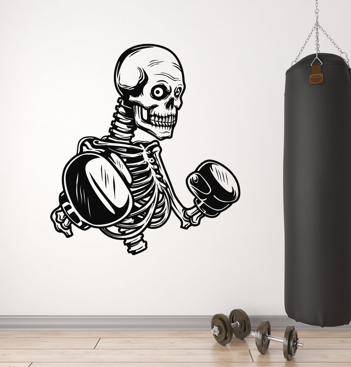 Vinyl Wall Decal Skull With Boxing Gloves Gum Sports Fight Club Sticke ...