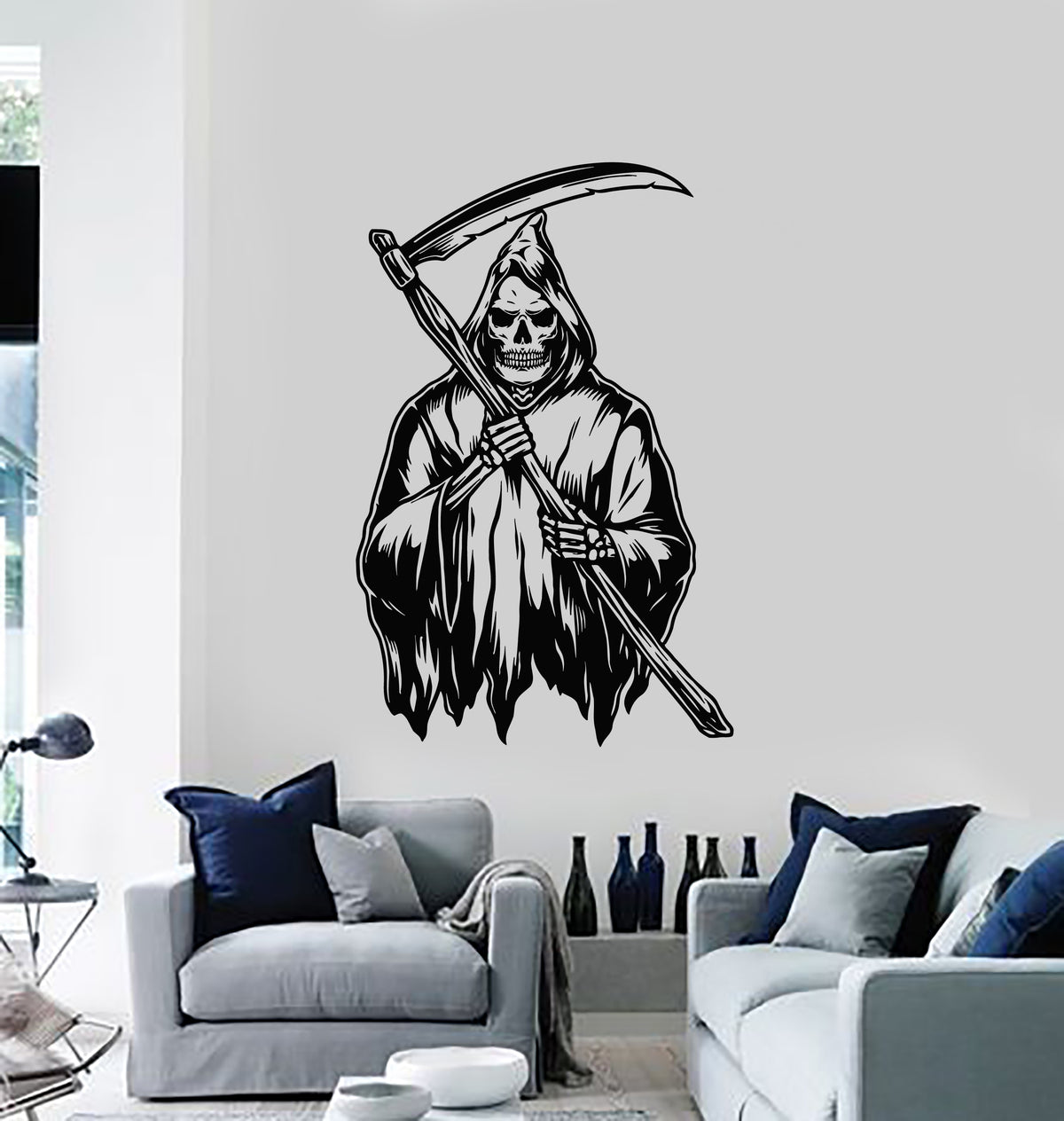 Vinyl Wall Decal Dead Horror Skull Darkness Death Scythe Stickers Mura ...
