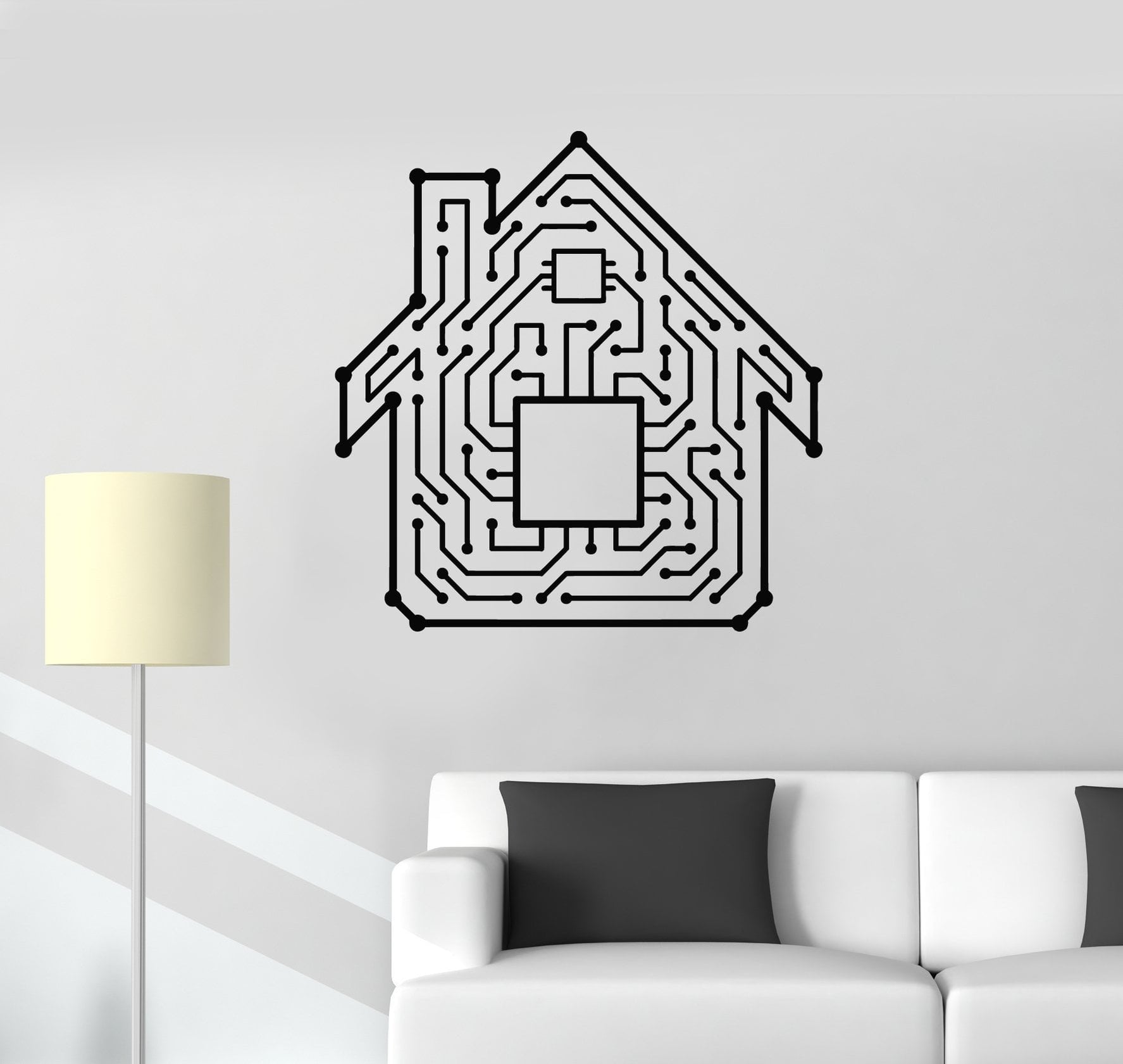 Vinyl Wall Decal Smart Home House Chip Technology Geek Art Stickers Mu ...