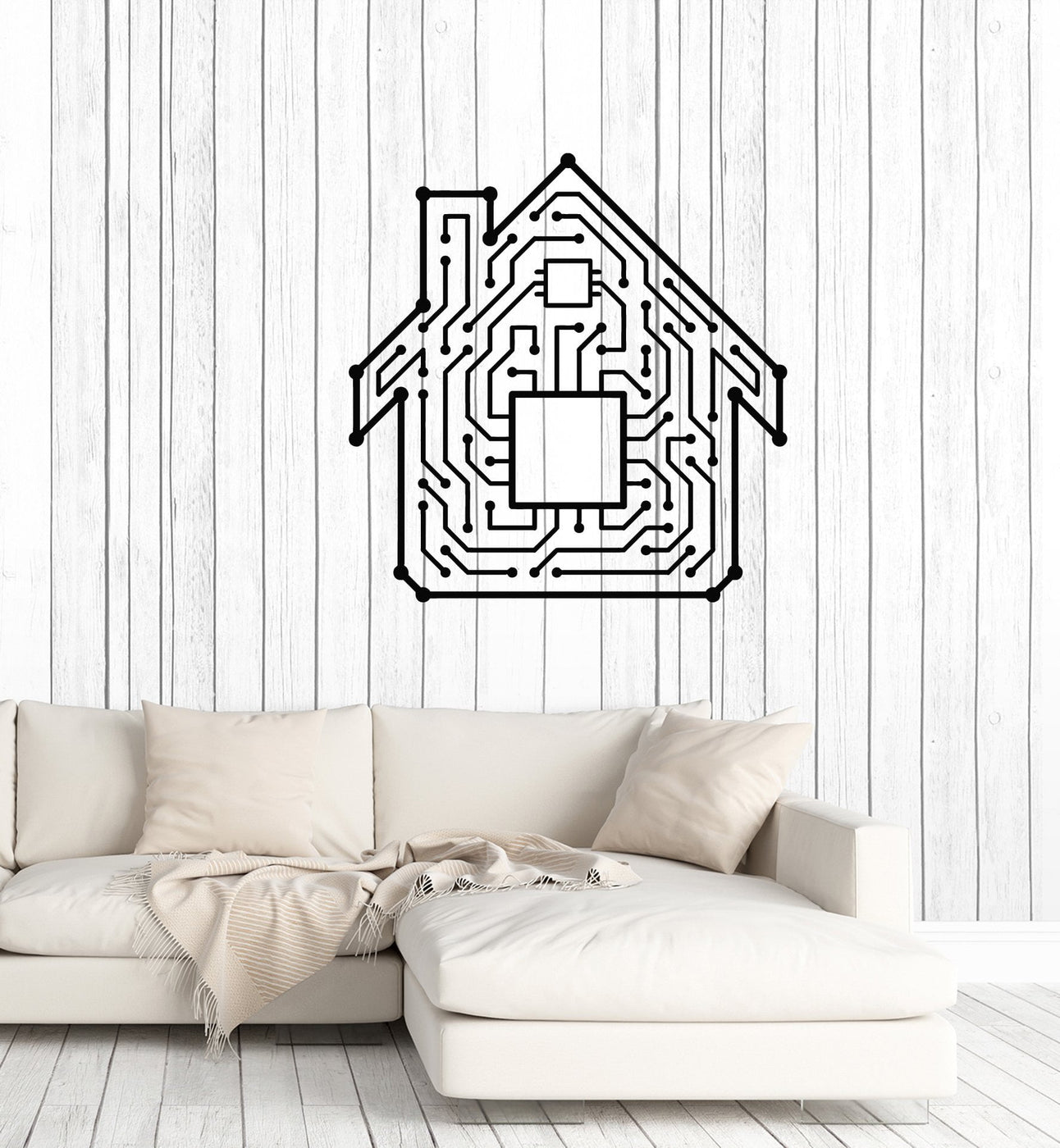 Vinyl Wall Decal Smart Home House Chip Technology Geek Art Stickers Mu ...