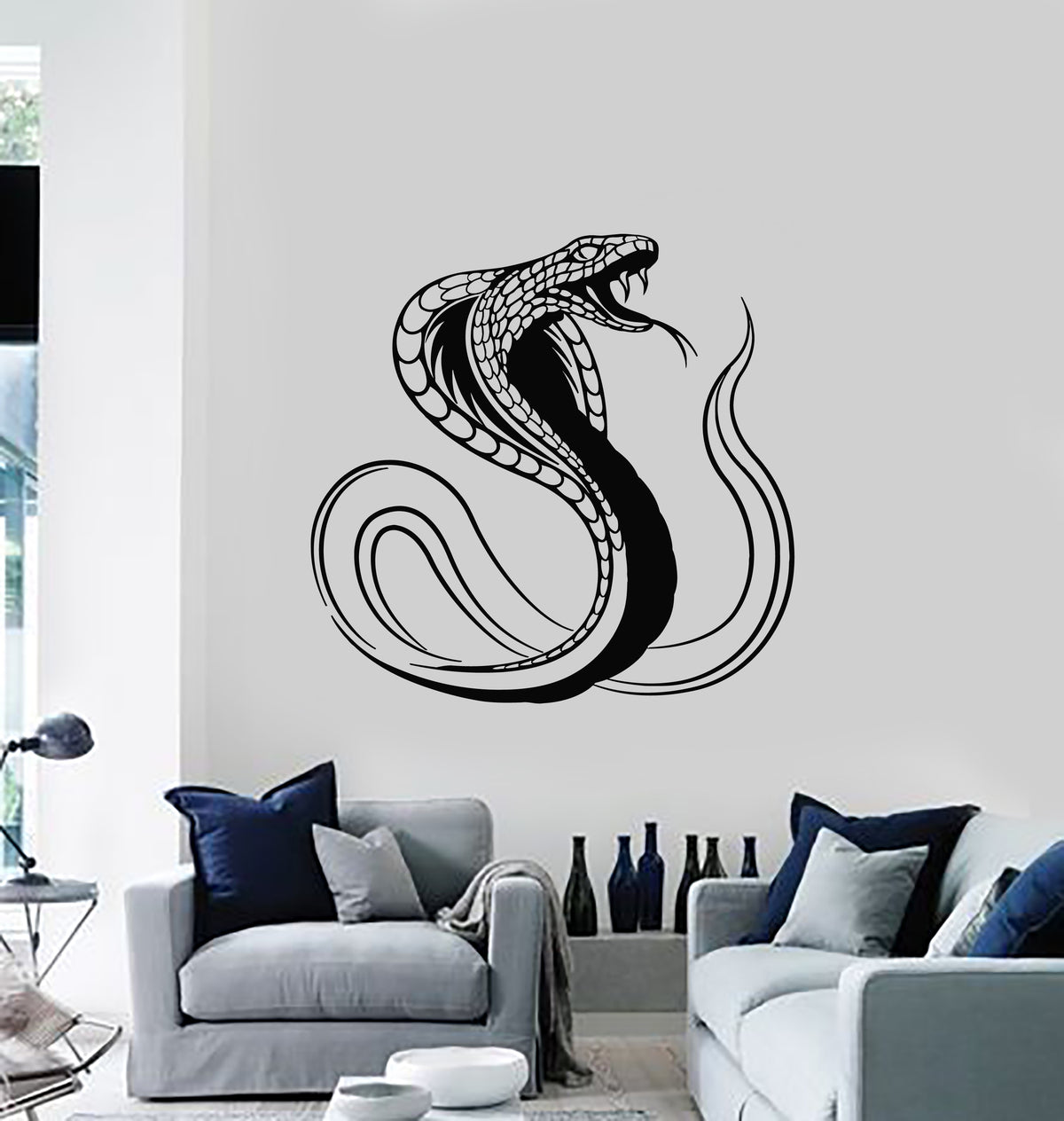 Vinyl Wall Decal Cobra Snake Reptile Venomous Predator Tribal Stickers ...
