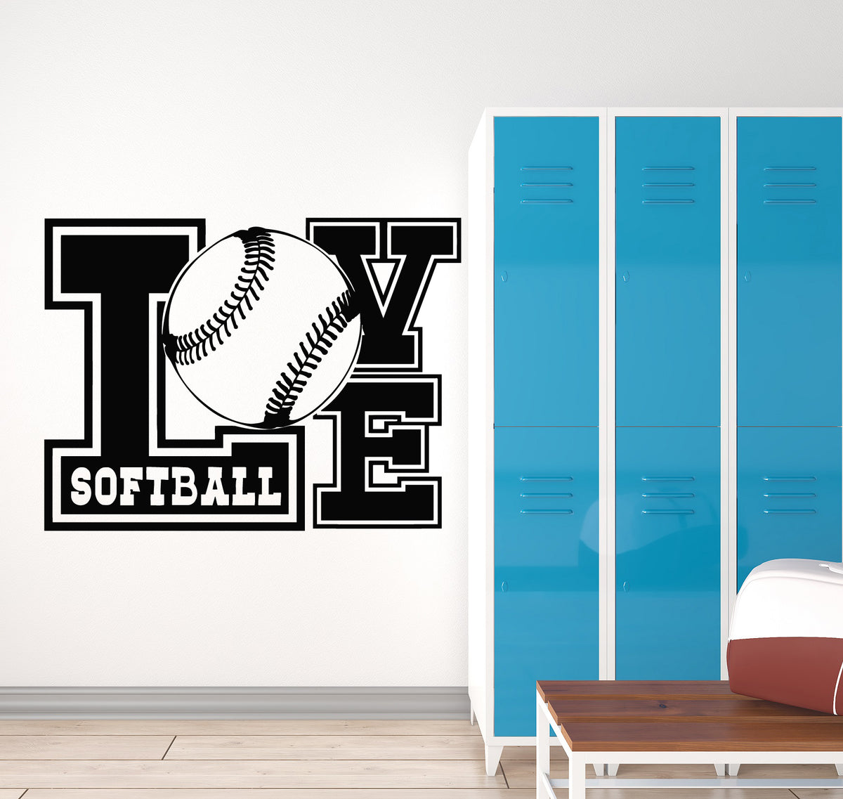 Vinyl Wall Decal Softball Player Game Ball Word Sport Love Stickers Mu ...