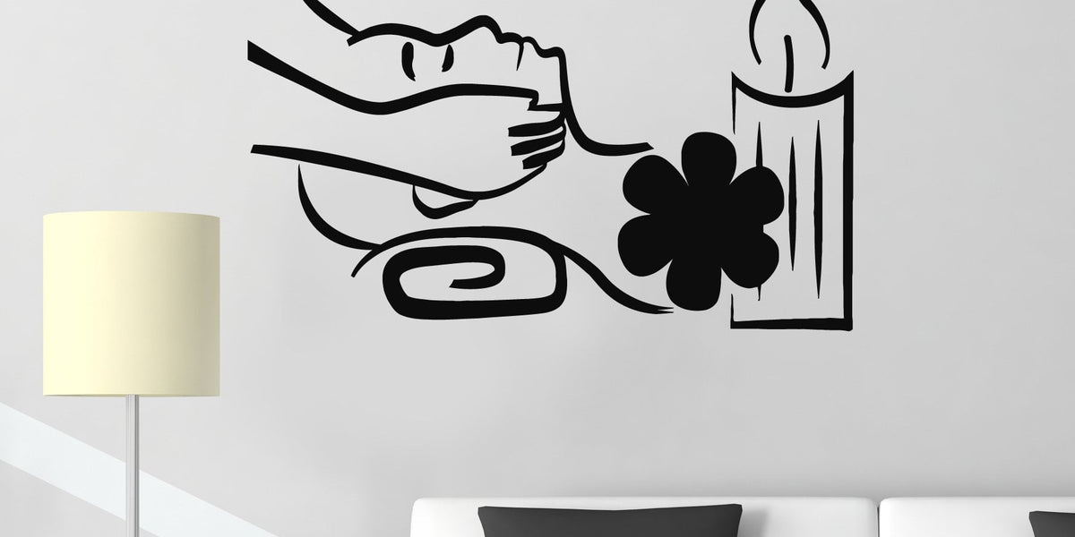 Vinyl Wall Decal Spa Room Relax Head Massage Woman Relaxing Decor Stic ...