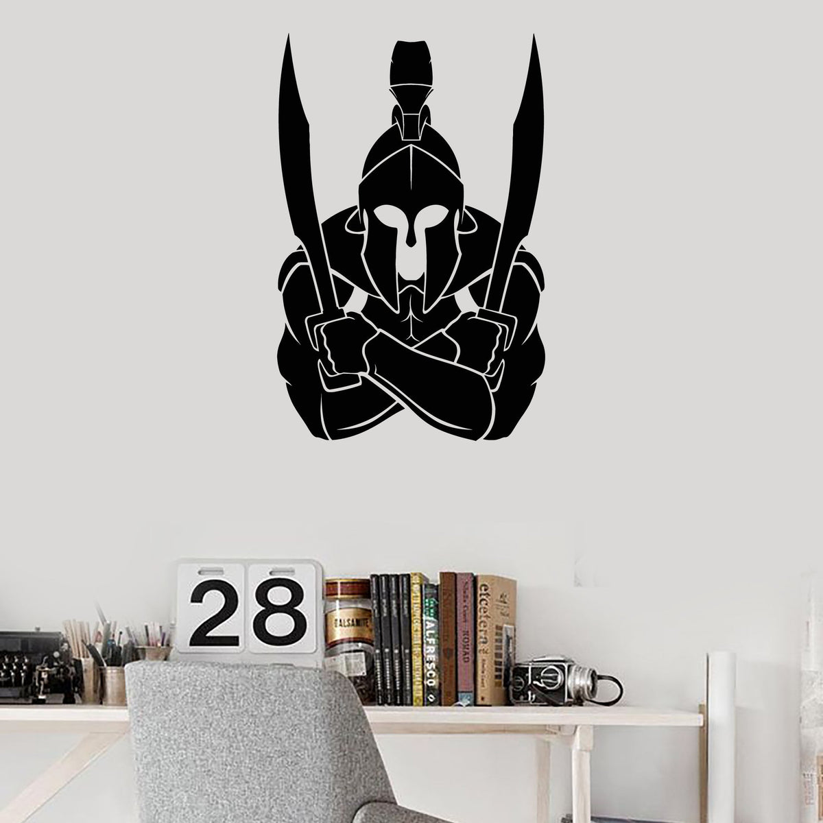 Vinyl Wall Decal Spartan Warrior Swords Boy Room Decoration Idea Stick ...