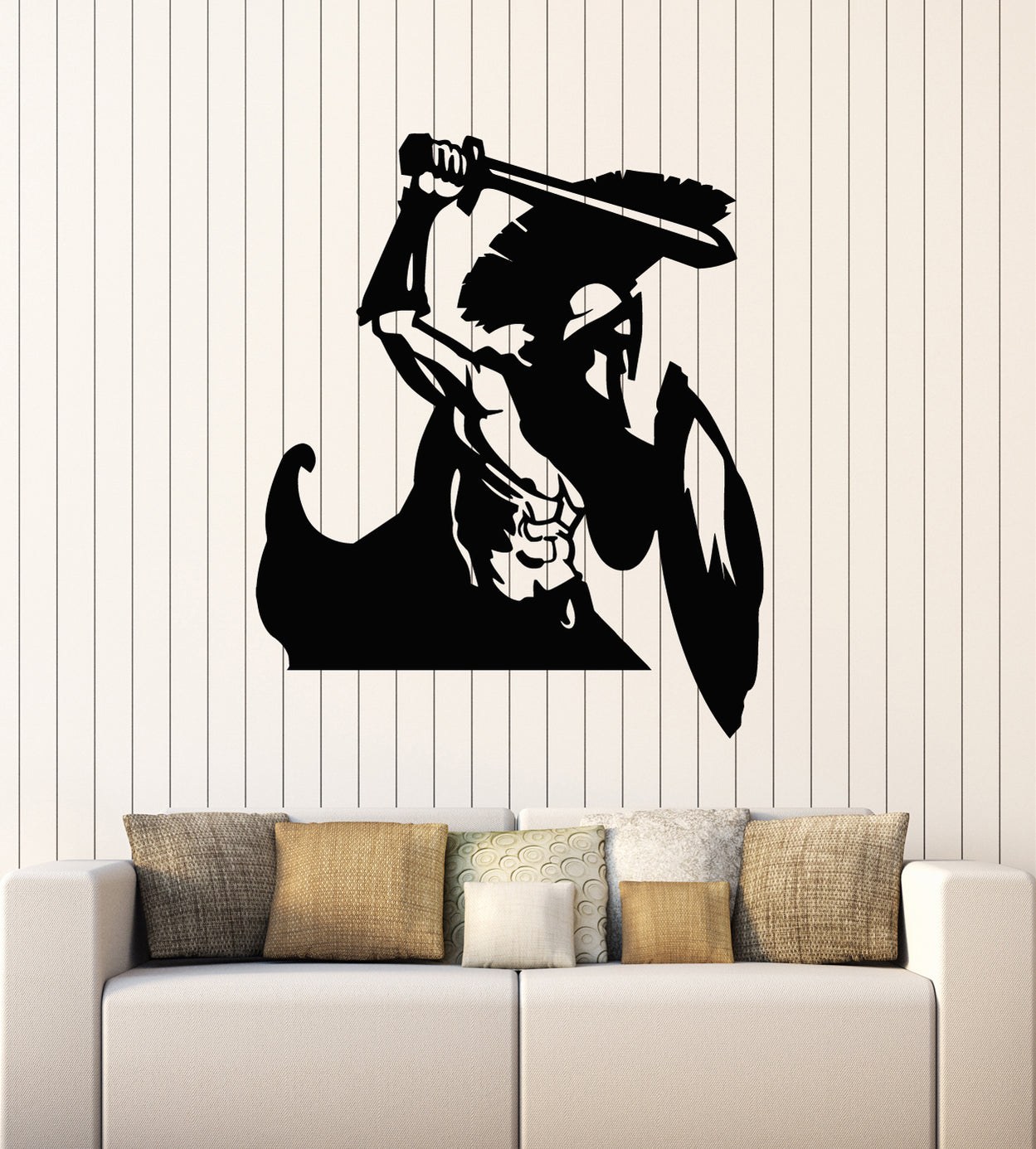 Vinyl Wall Decal Spartan Shield And Spear Ancient Greek Warrior Sticke ...