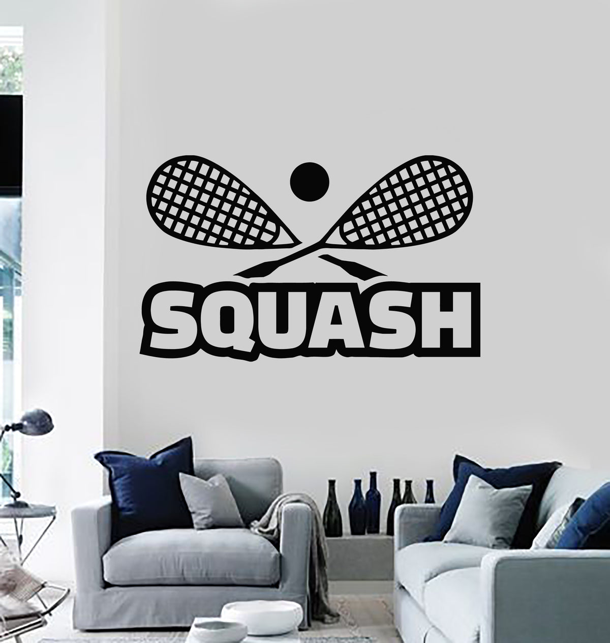 Vinyl Wall Decal Squash Club Racquets Ball Sport Game Stickers Mural ...
