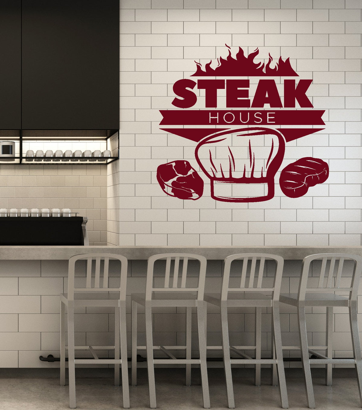 Vinyl Wall Decal Steak House Meat Beefsteak Restaurant Kitchen Decor S ...