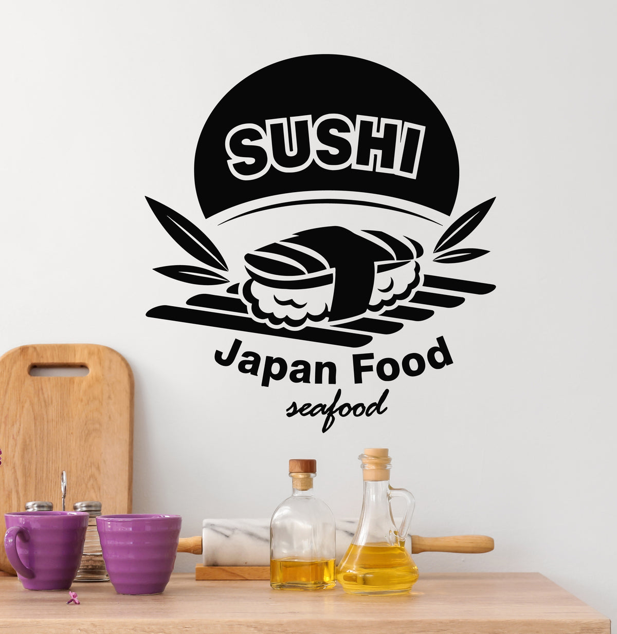 Vinyl Wall Decal Sushi Japan Food Seafood Restaurant Decor Stickers Mu ...