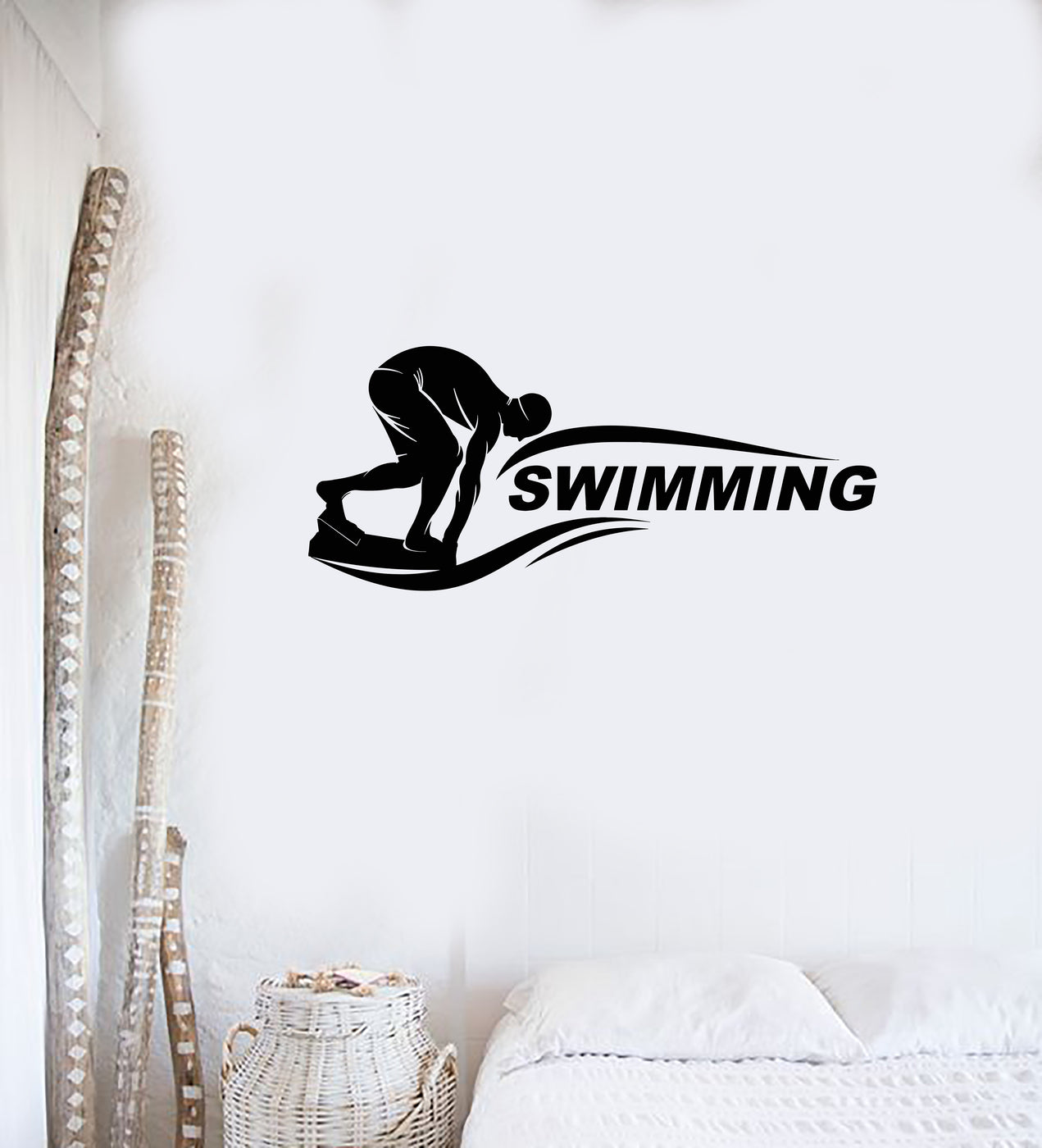 Swimmer Vinyl Wall Decal Word Swimming Pool Water Interior Room Sticke ...