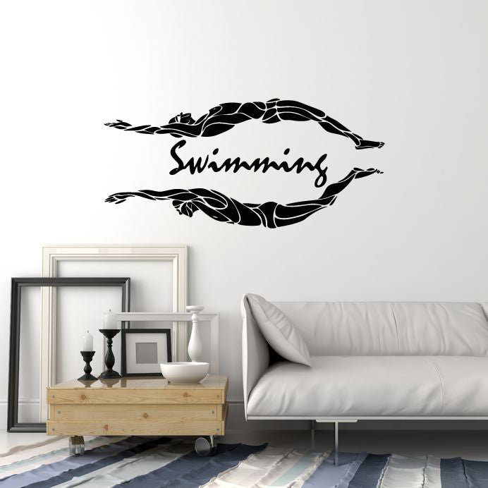 Vinyl Wall Decal Swimming Pool Swimmers Swim Water Sport Stickers Mura ...