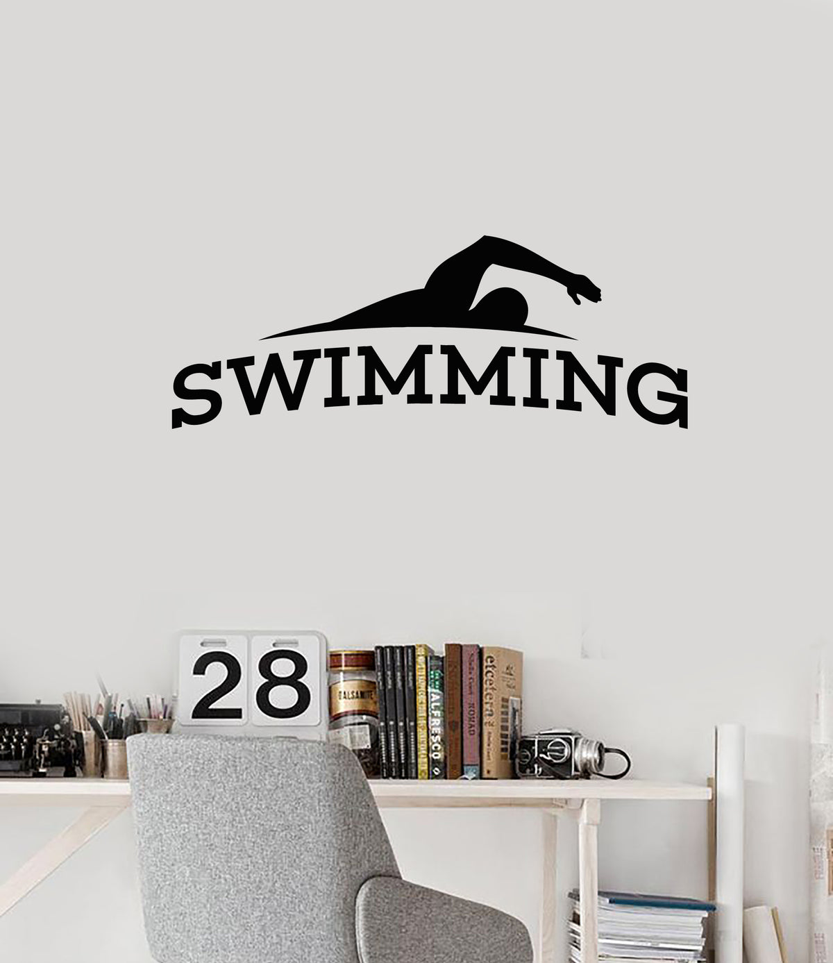 Vinyl Wall Decal Swimming Pool Word Swimmer Swim Teen Room Decor Stick ...