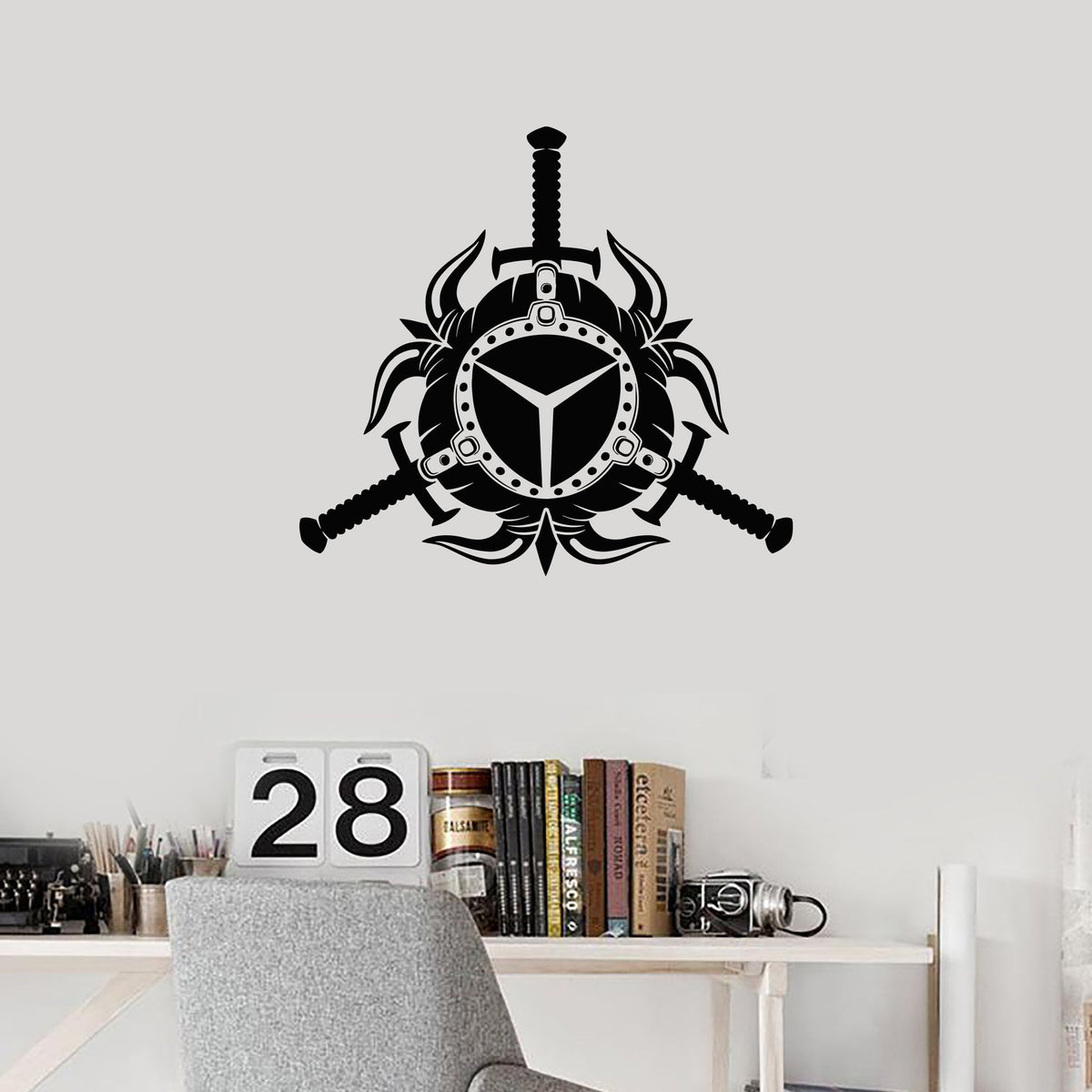 Vinyl Wall Decal Swords Shield Decor Interior Idea for Kids Room Stick ...