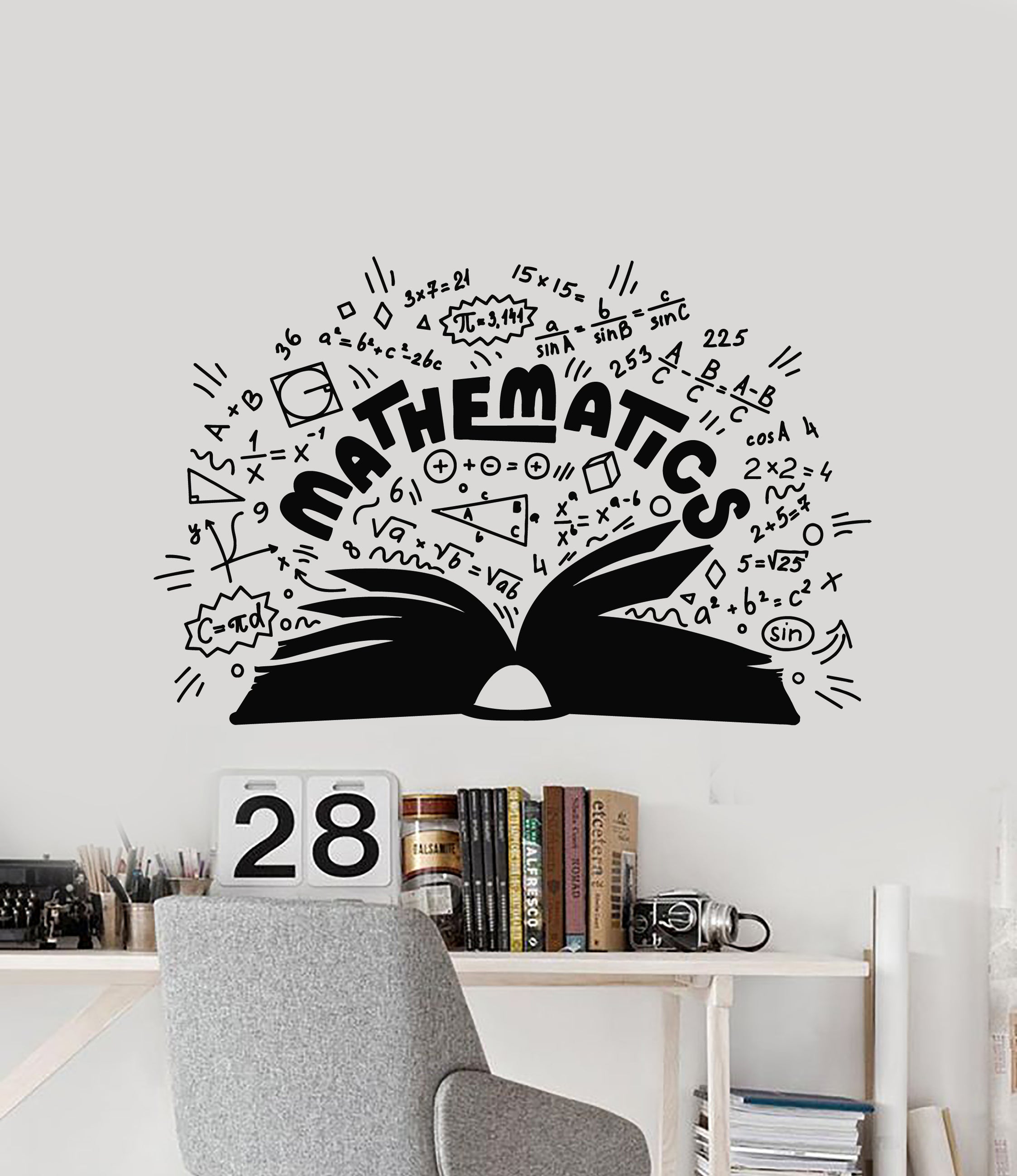 Vinyl Wall Decal Mathematics School Math Symbols Book Teen Room Decor ...