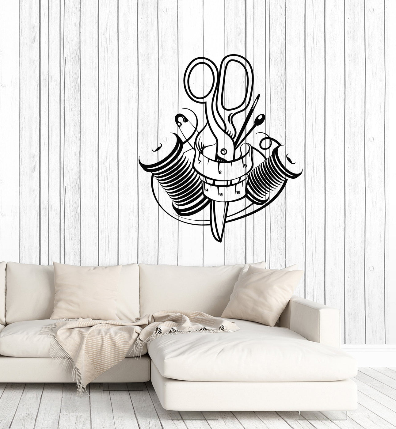 Vinyl Wall Decal Sewing and Cutting Tailor Tailoring Studio Decor Stic ...