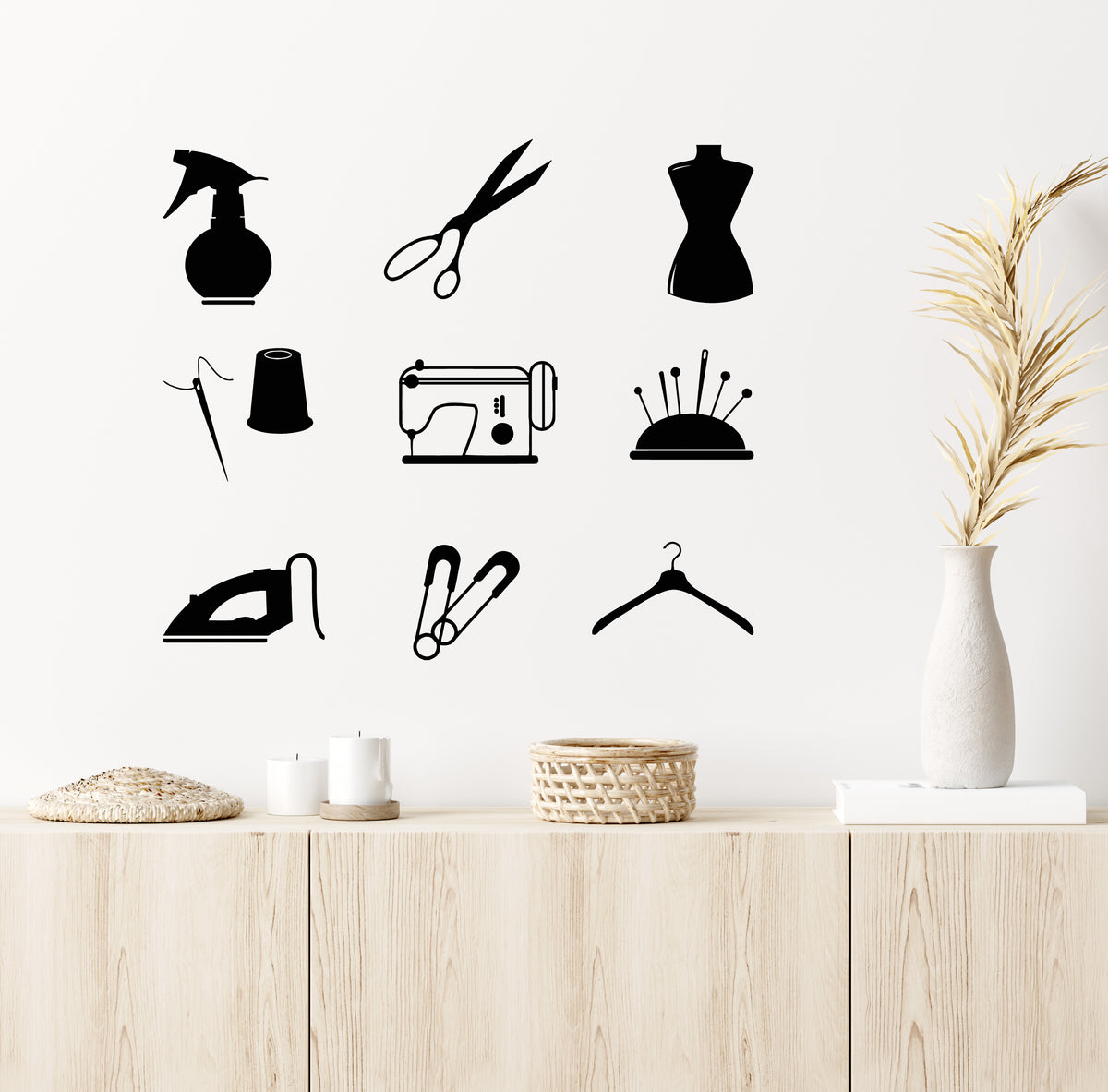 Vinyl Wall Decal Tailor Atelier Clothing Fashion Sewing Tools Stickers ...