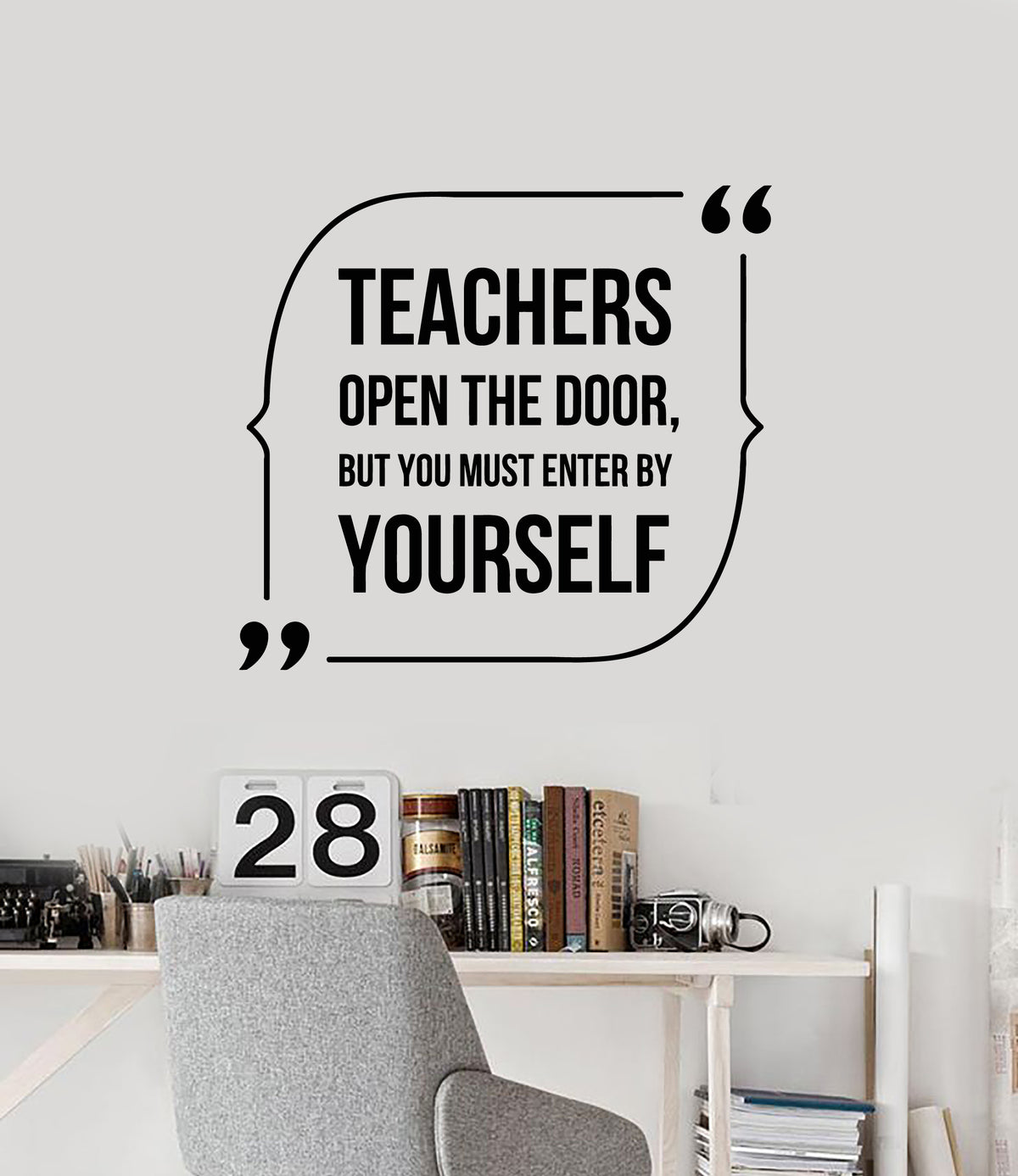 Vinyl Wall Decal Motivation Phrase Quote Teachers Open The Door School ...