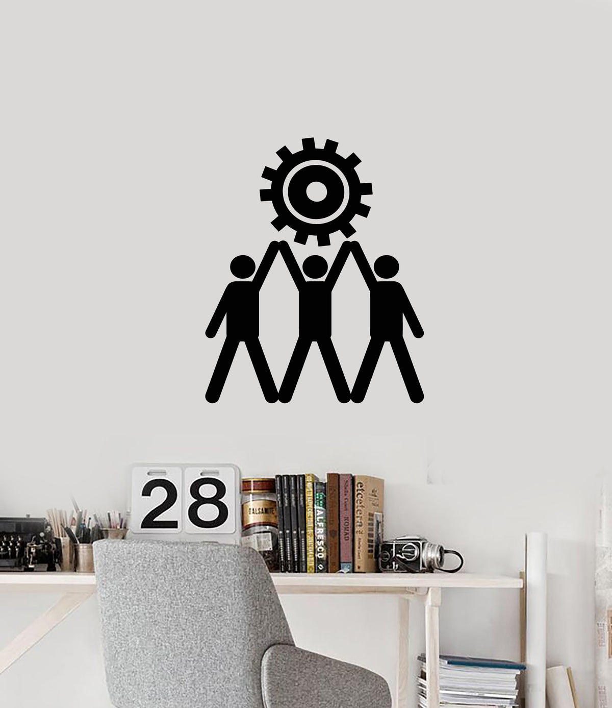 Vinyl Wall Decal Teamwork Men Gear People Team Business Office Sticker ...