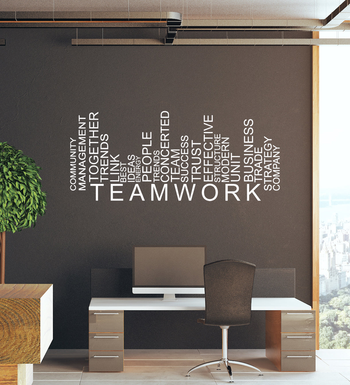 Vinyl Wall Decal Teamwork Words Business Office Decor Stickers Unique ...