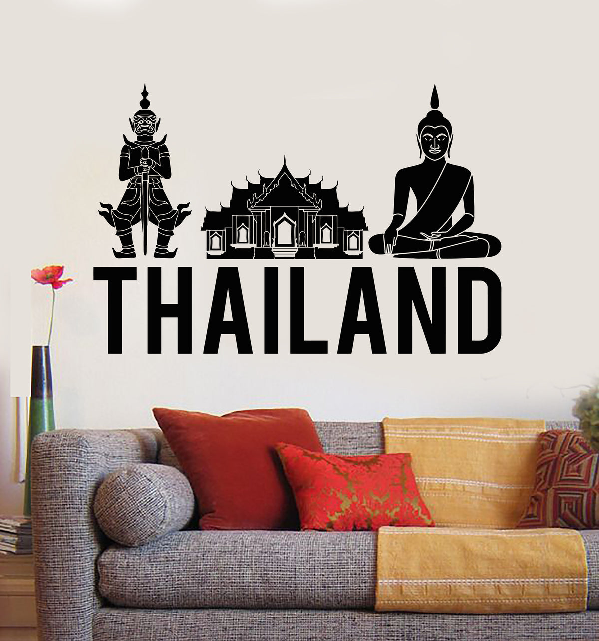 Vinyl Wall Decal Buddha Meditation Hinduism Thailand Thai Stickers Mur ...