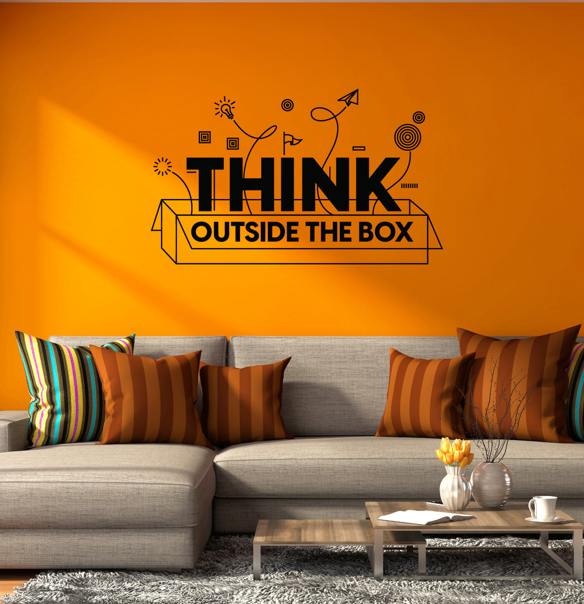 Think Outside The Box Vinyl Wall Decal Lettering Motivation Office Dec ...