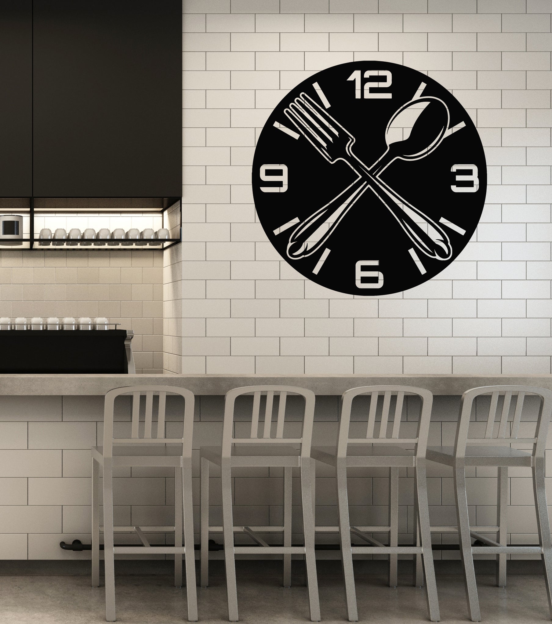 Vinyl Wall Decal Clock Time Restaurant Food Dining Room Cafe Stickers ...