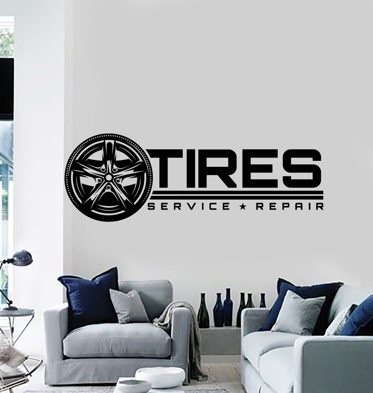 Vinyl Wall Decal Tires Auto Car Service Repair Garage Decor Stickers M ...
