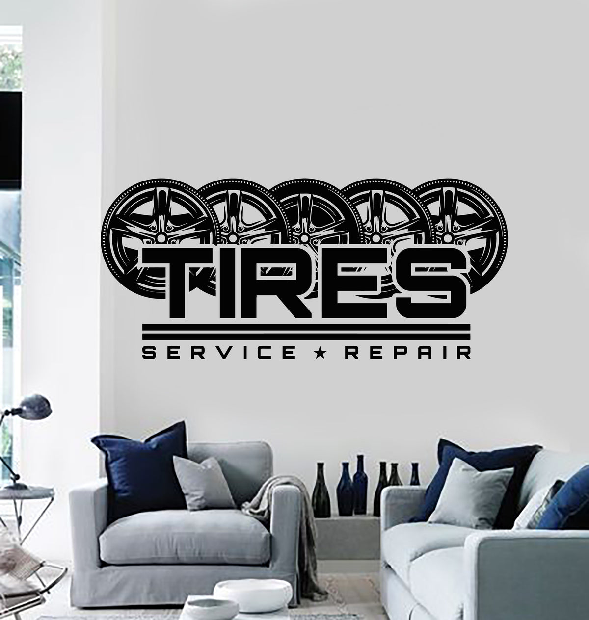 Vinyl Wall Decal Auto Racing Tires Wheel Service Repair Garage Sticker ...