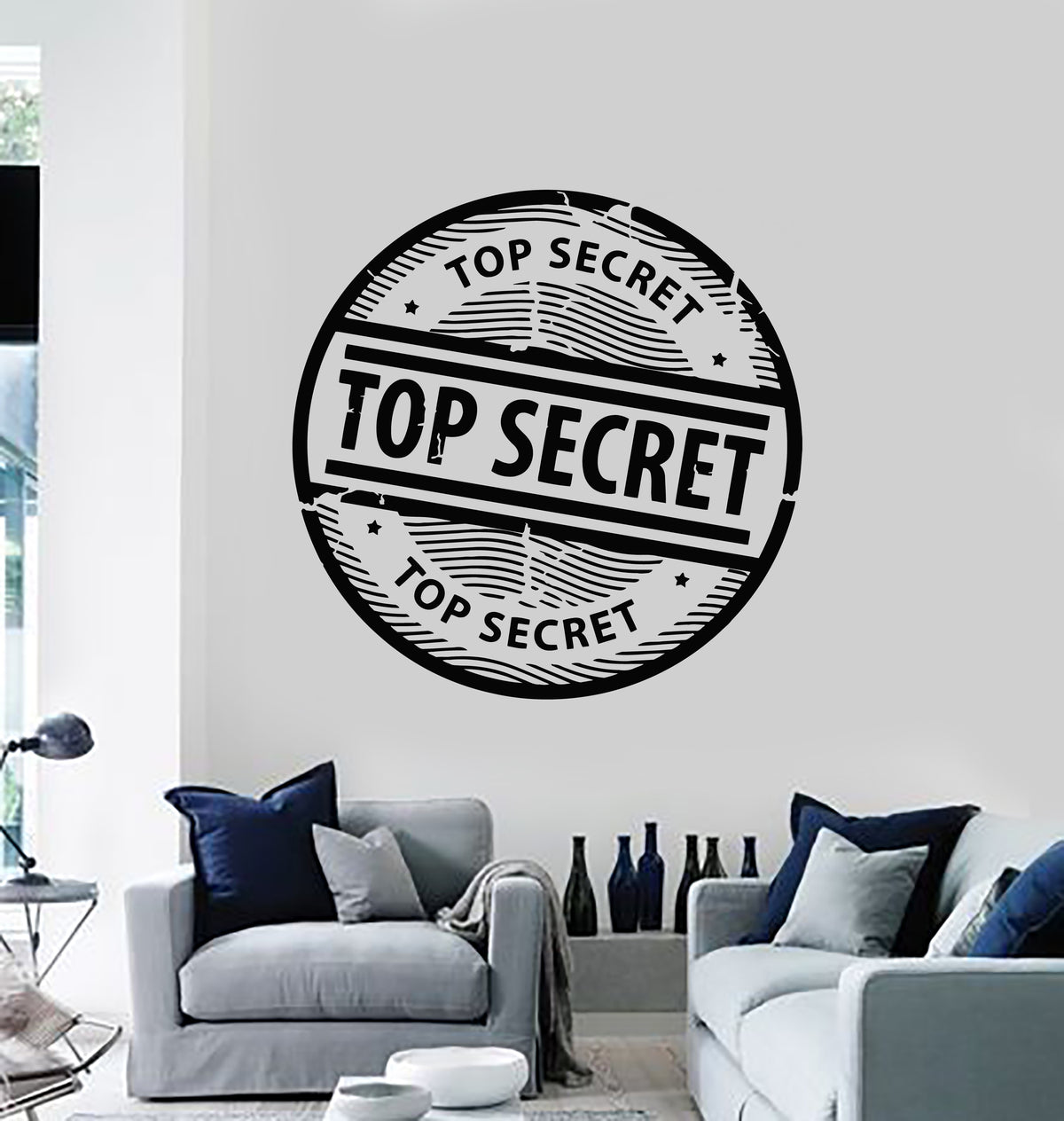 Vinyl Wall Decal Top Secret Spy Stamp Confidential Private Stickers Mu ...