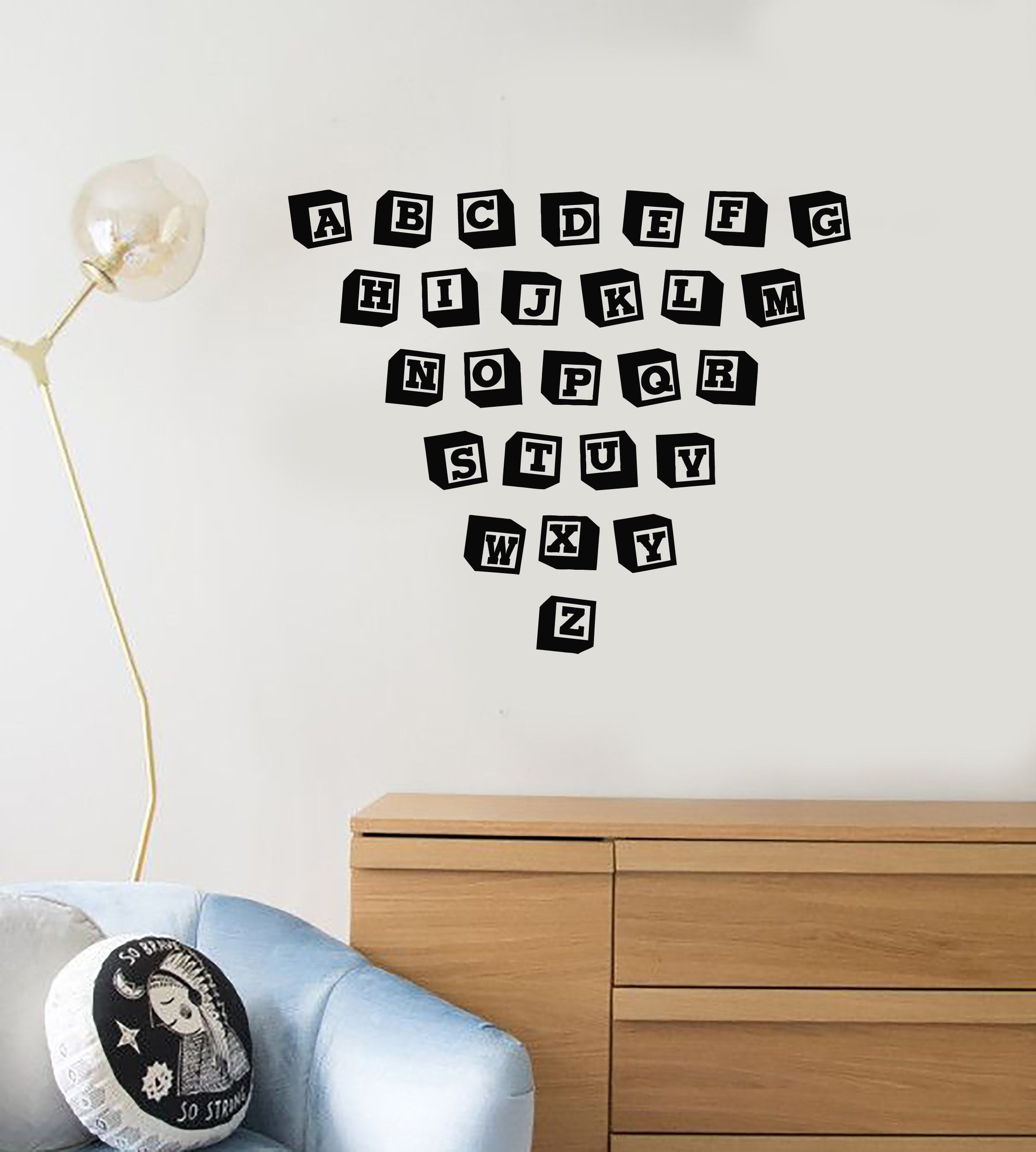 Vinyl Wall Decal Toy Blocks Alphabet ABC Nursery School Class Child Ro ...