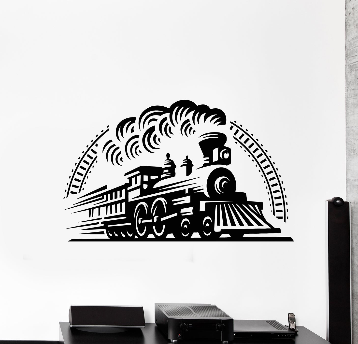 Vinyl Wall Decal Train Rails Railway Locomotive Transport Stickers Mur ...