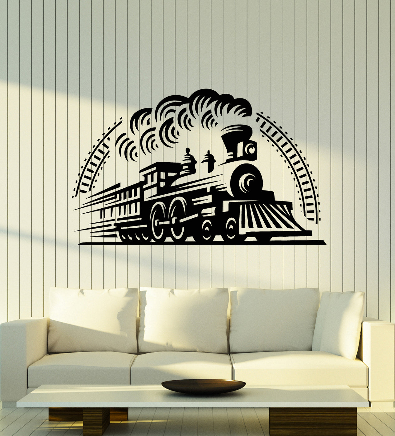 Vinyl Wall Decal Train Rails Railway Locomotive Transport Stickers Mur ...